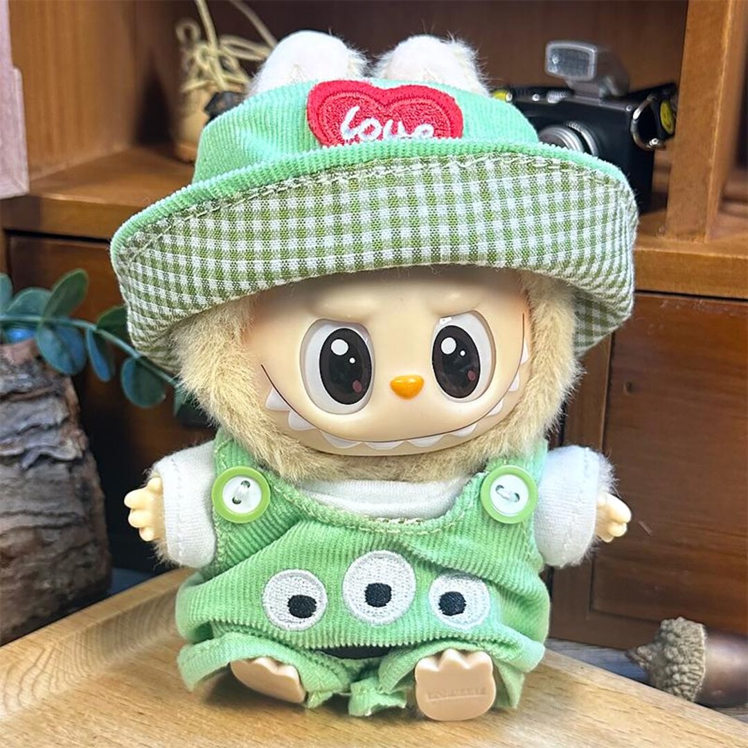 Labubu Doll Clothing Set | Green Alien Overalls, Love Hat & Bear Tee ...