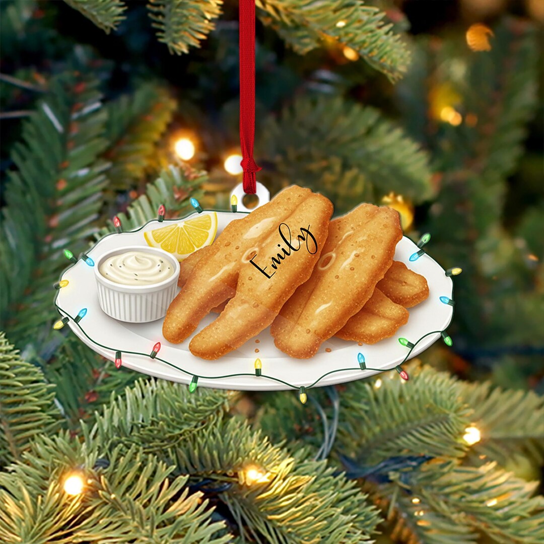 PERSONALIZABLE Fish & Chips Christmas Ornament, Funny Food Lover Gift ...