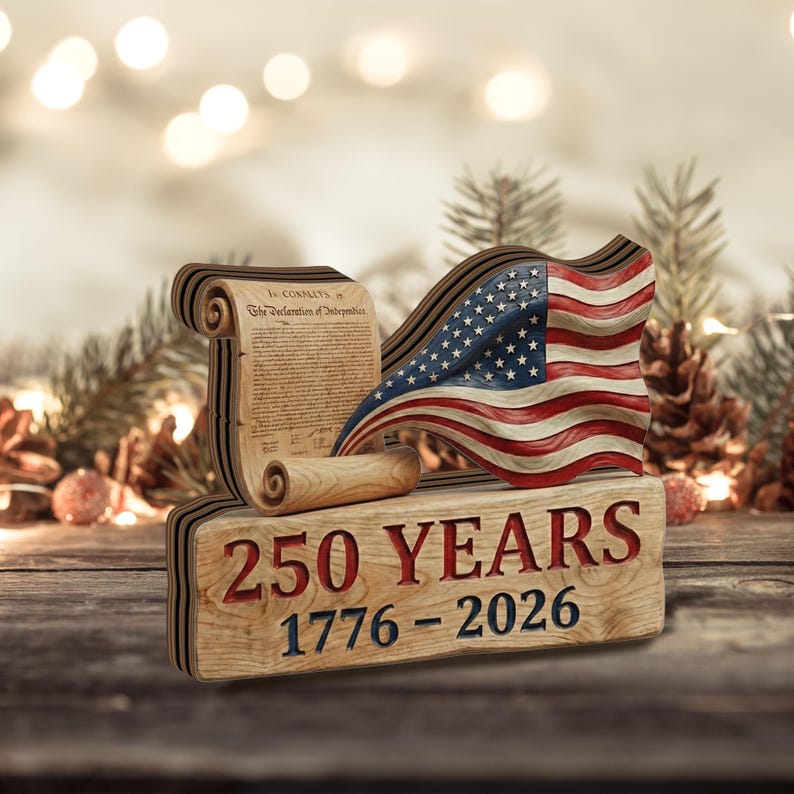 America 250th Anniversary Decoration, 1776-2026 Wooden Block, Patriotic ...