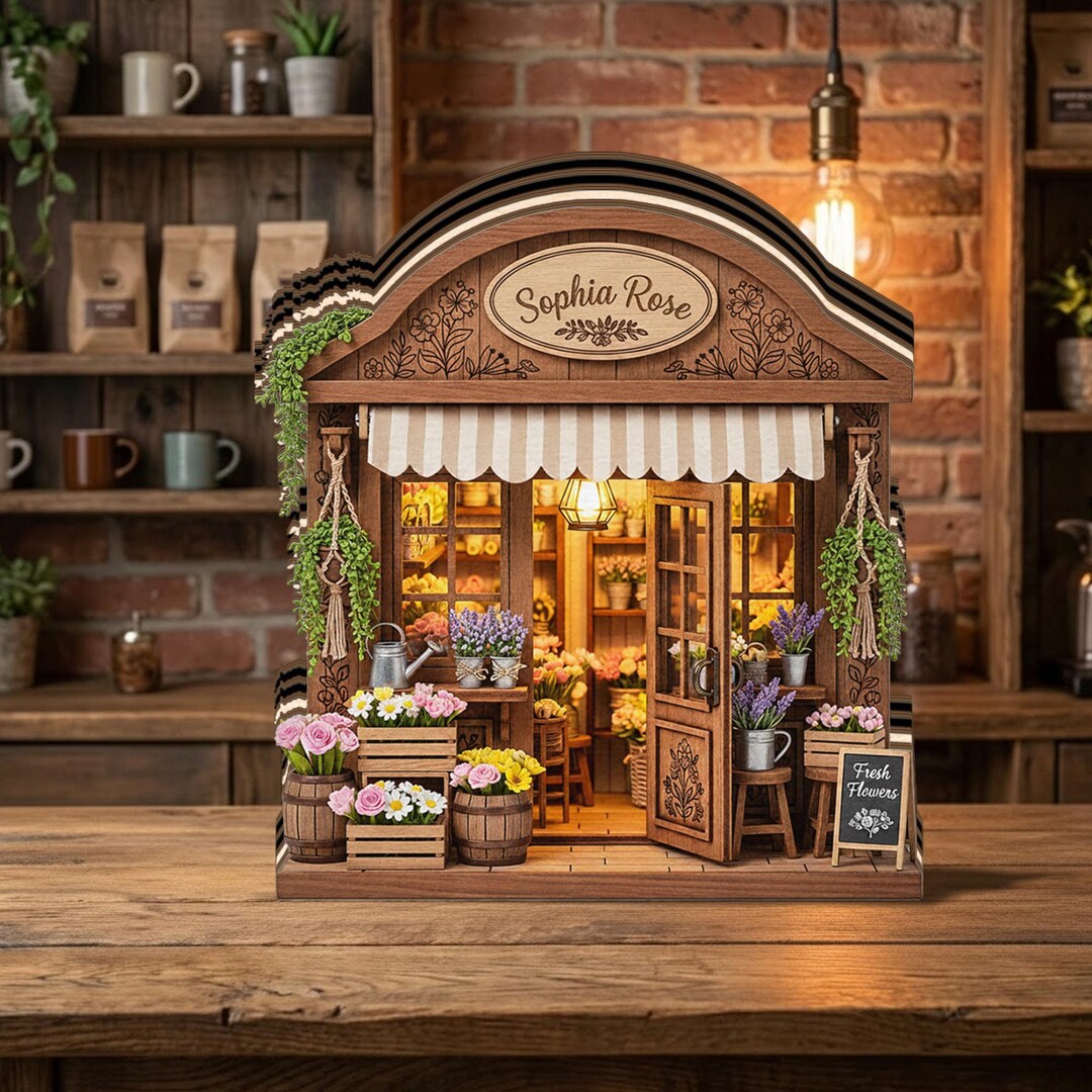 Mini Flower Shop Diorama Rustic Floral Boutique Decor Cozy Cottage ...
