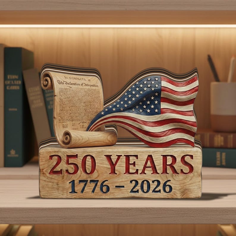 America 250th Anniversary Decoration, 1776-2026 Wooden Block, Patriotic ...
