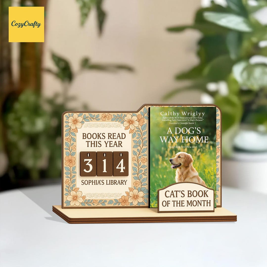 Personalized Cat Book Tracker, Customized Book of the Month Stand ...