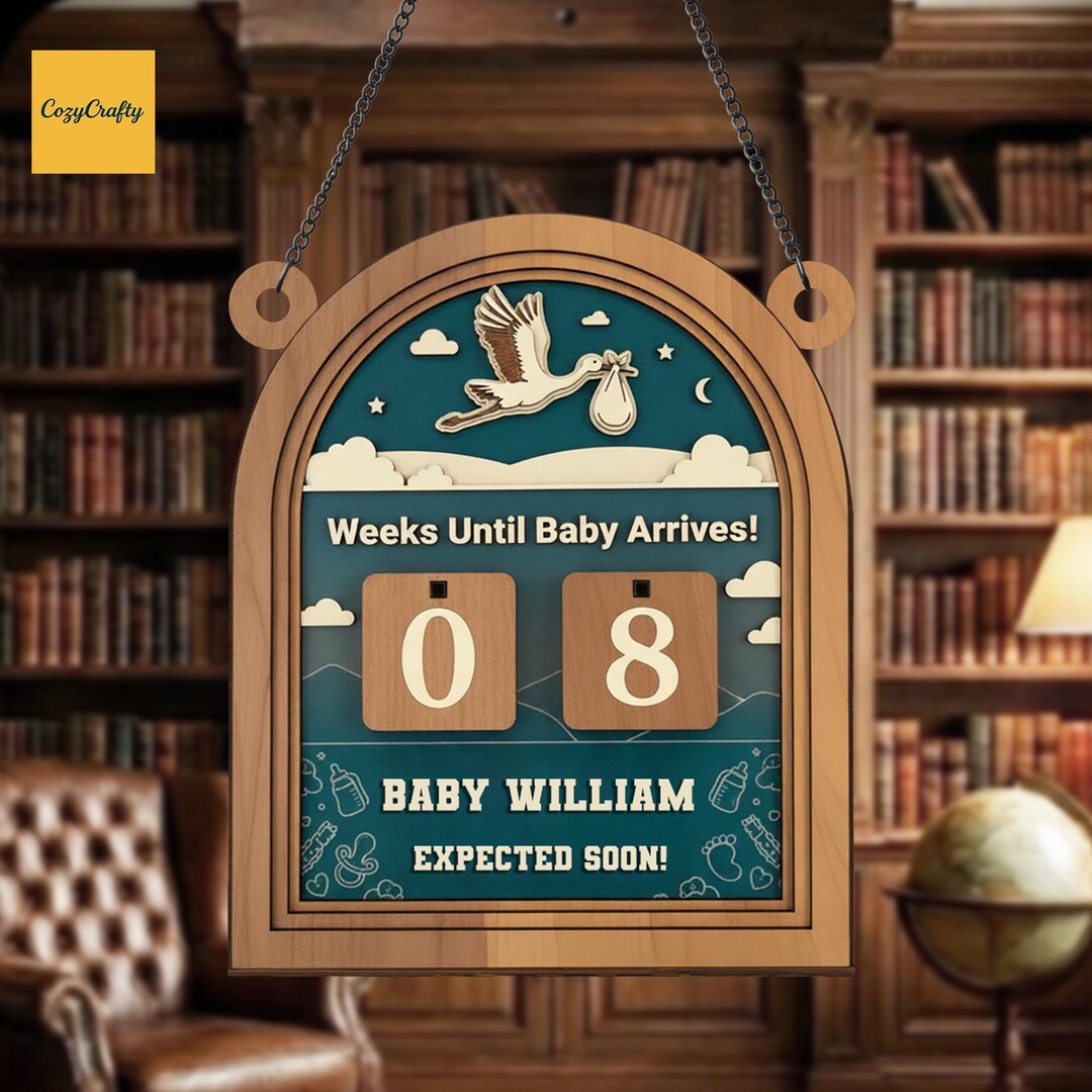 CUSTOMIZABLE Baby Countdown Sign, PERSONALIZABLE Weeks Until Baby ...