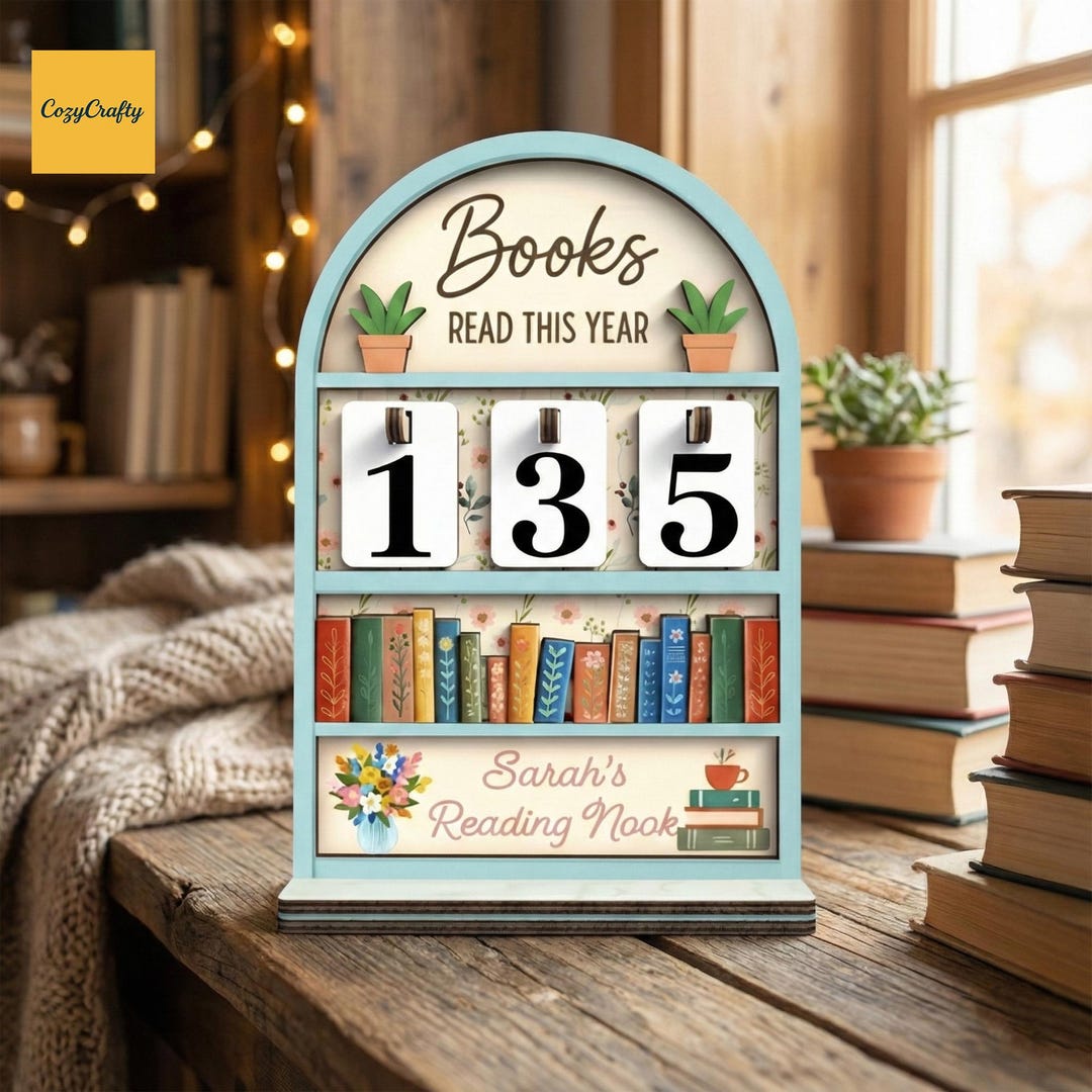 PERSONALIZABLE Wooden Books Read Tracker, CUSTOMIZABLE Reading Log ...