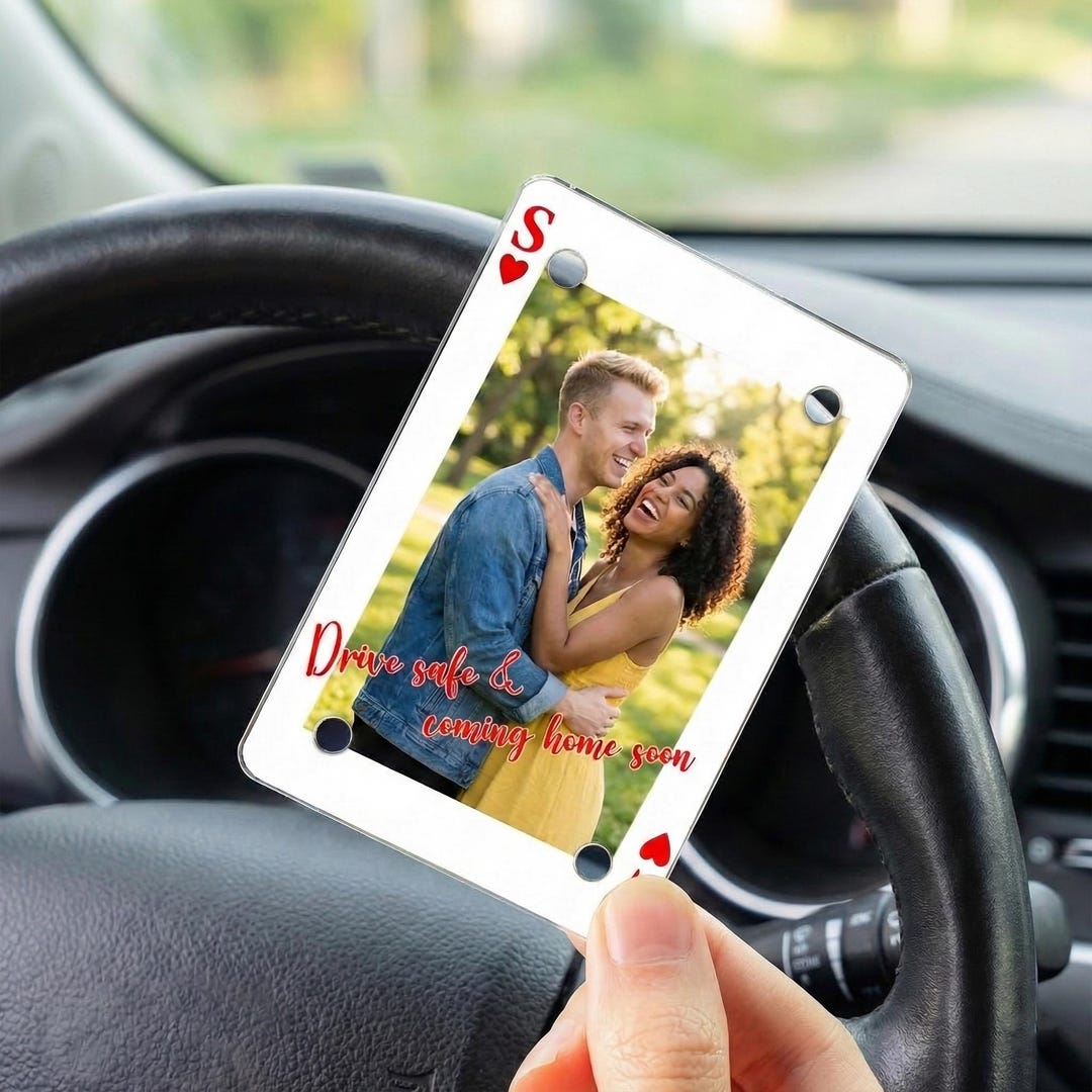 Personalized Photo Frame Magnet, Custom Couple Car Visor Decor, Drive ...