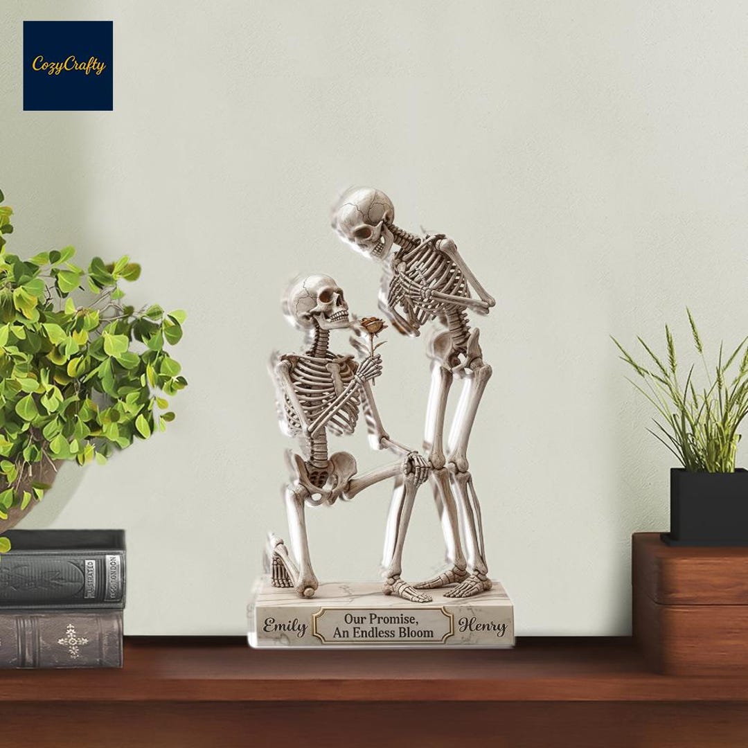 Custom Acrylic Skeleton Couple Statue, Personalized Gothic Anniversary ...