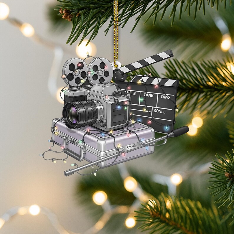 PERSONALIZABLE Filmmaker Camera Xmas Ornament, CUSTOMIZABLE Acrylic ...