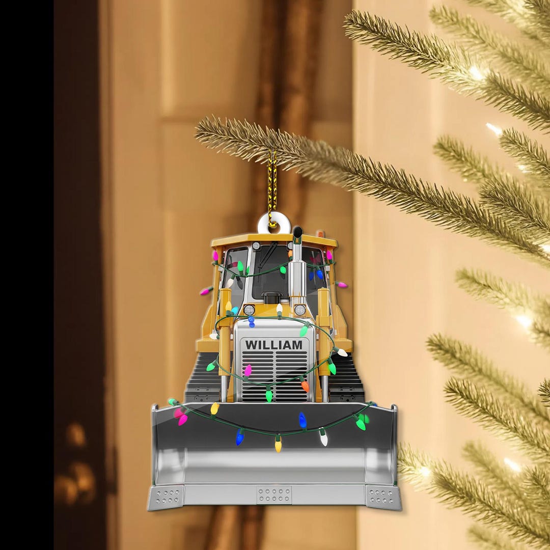 CUSTOMIZABLE Bulldozer Christmas Ornament, PERSONALIZABLE Acrylic ...