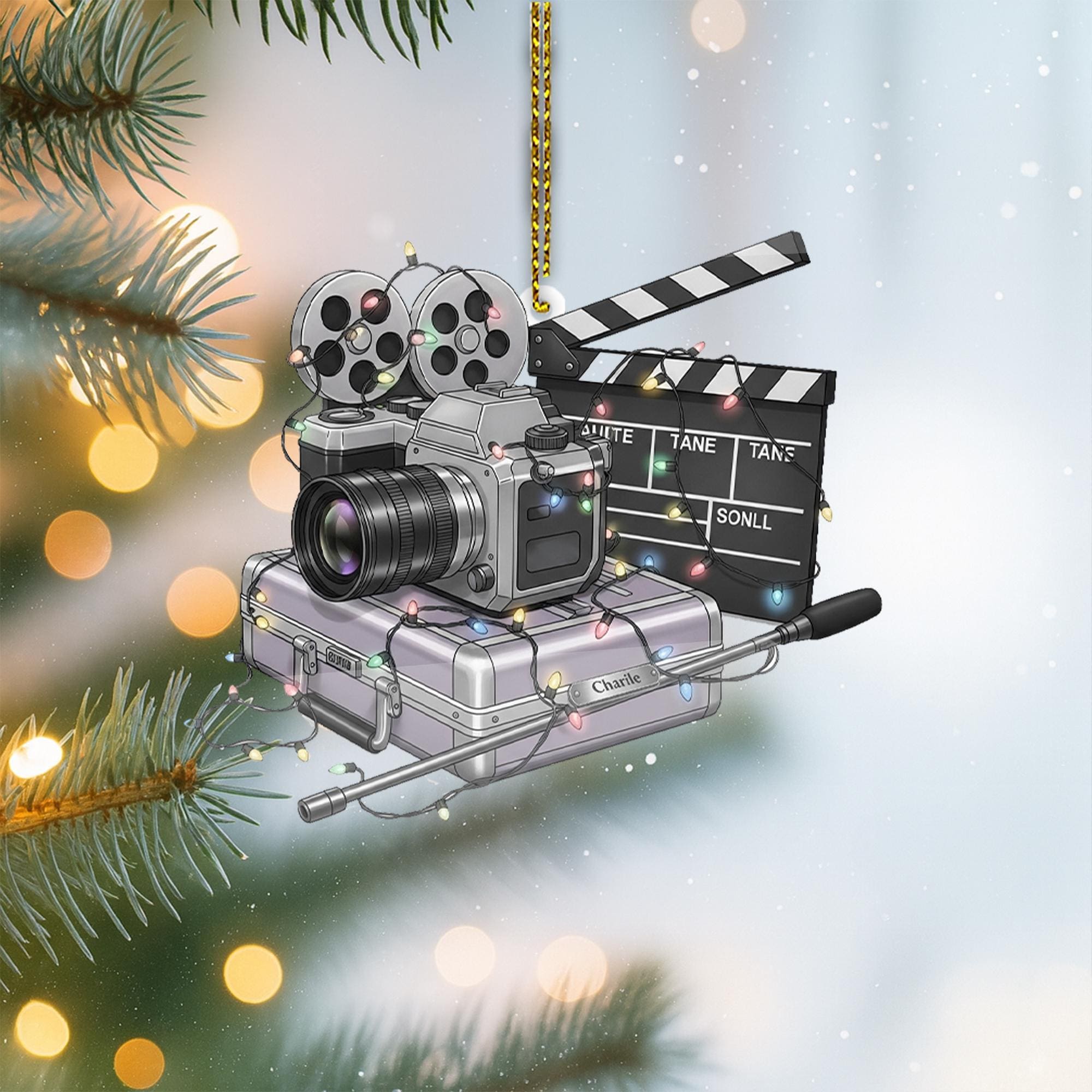 PERSONALIZABLE Filmmaker Camera Xmas Ornament, CUSTOMIZABLE Acrylic ...