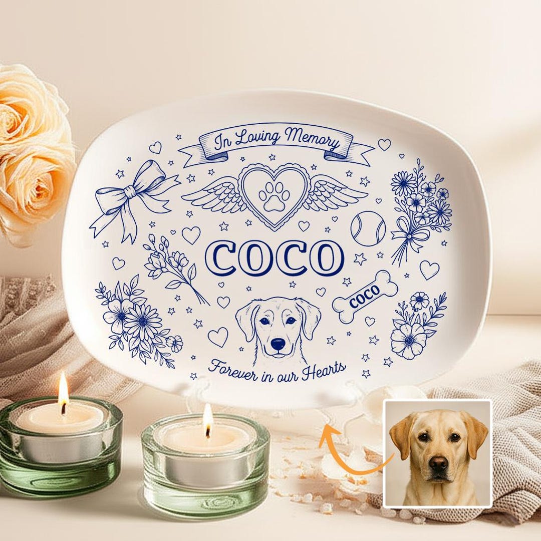 Personalized Pet Memorial Platter Customized in Loving Memory Engraved ...