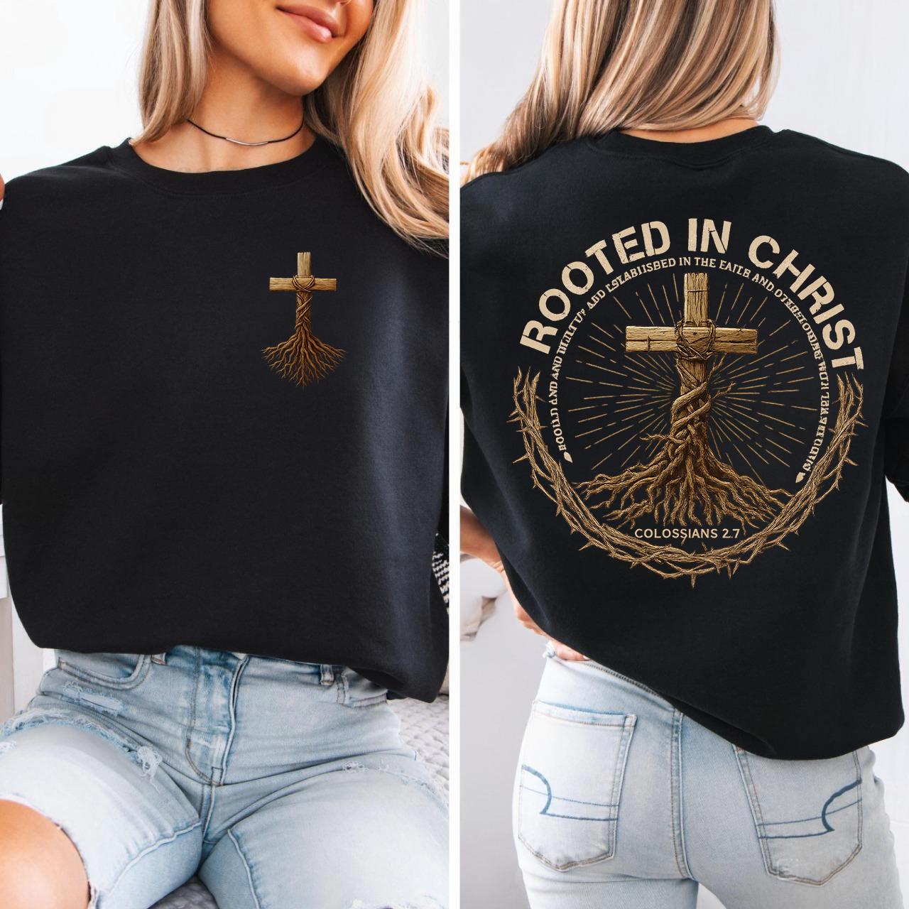 Rooted in Christ PNG | Christian Cross With Roots Bible Verses ...