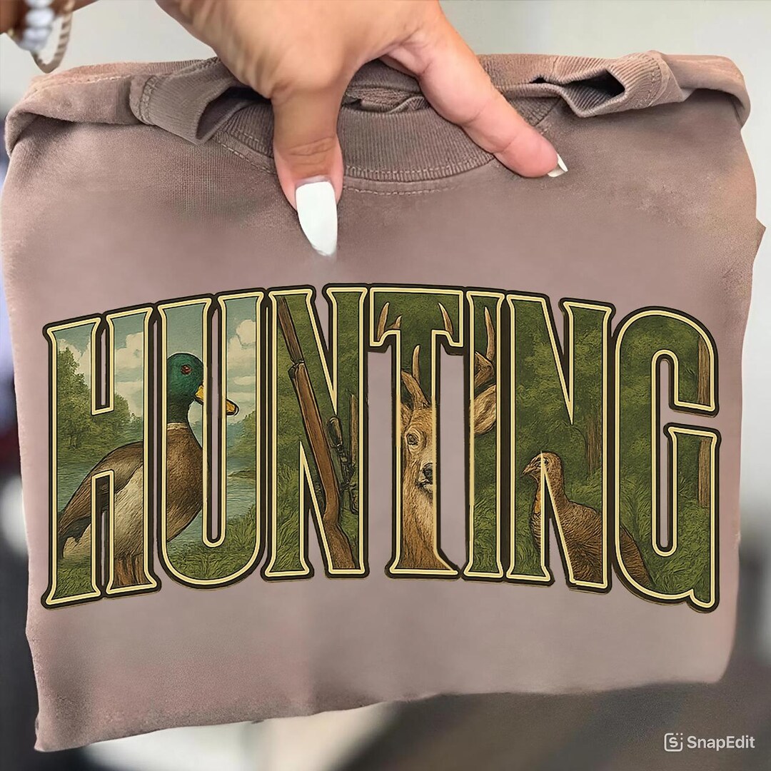 Vintage Hunting Typography Clipart | Retro Outdoor Hunting Word Art PNG ...