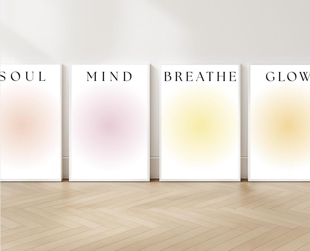 Minimalist Wellness Wall Art – Positive Aura – Set of 4 Printable ...