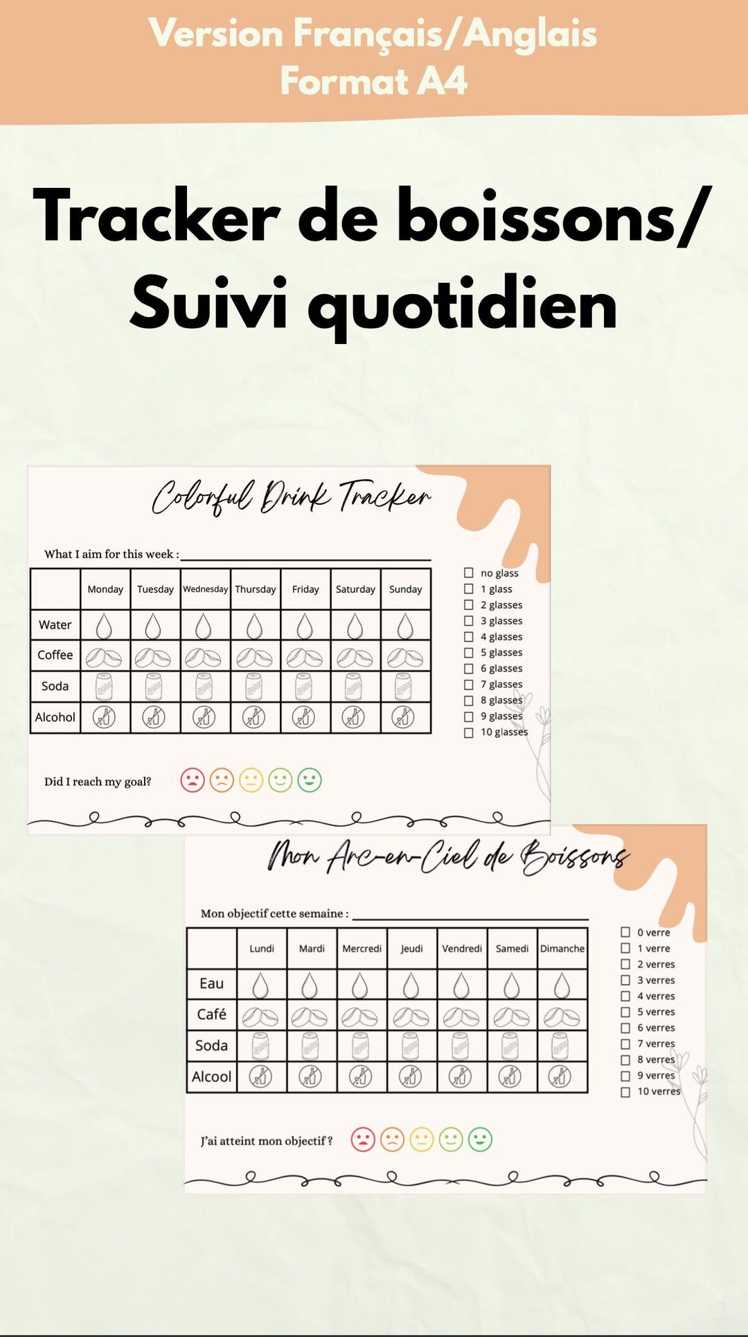 Weekly Drink Tracker Printable – Water, Coffee, Soda & Alcohol Log ...