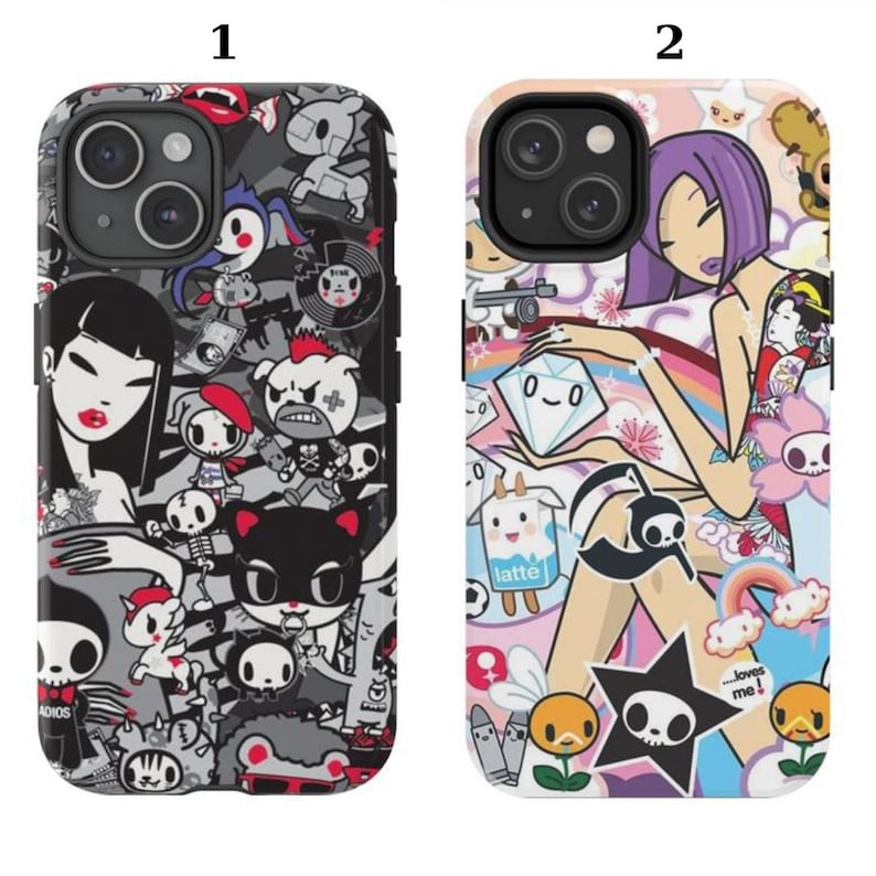 Tokidoki Inspired Double Layer Phone Case | Colorful Doodle Anime Style ...
