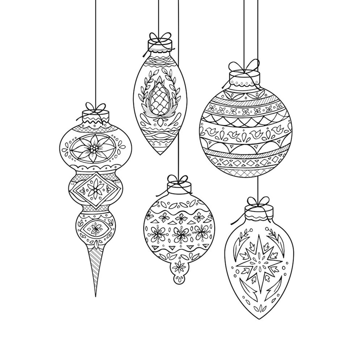 Christmas Ornament Coloring Sheet - Etsy