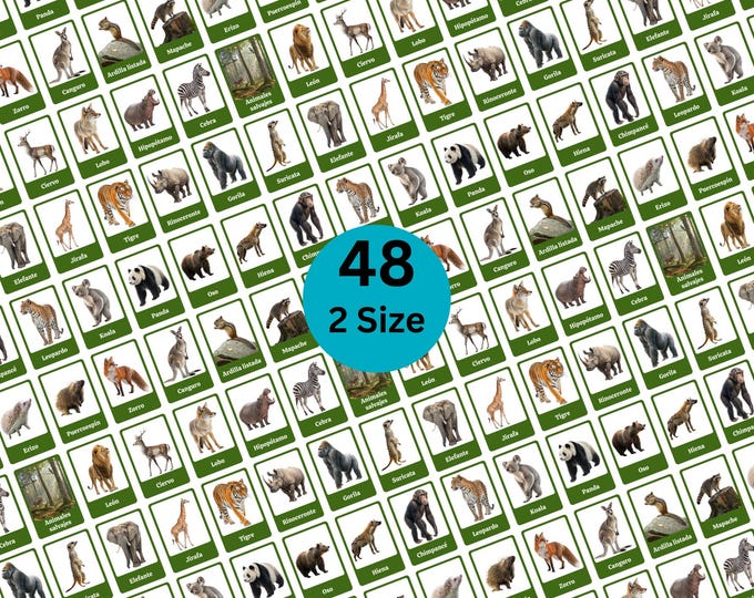 Tarjetas De Animales Salvajes - Spanish Flashcards- Wild Animals ...