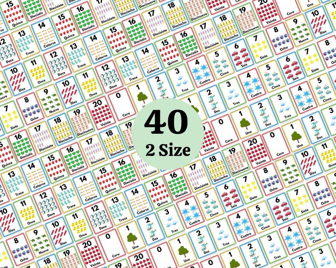 Tarjetas De Números - Spanish Flashcards -numbers Flashcards-preschool ...