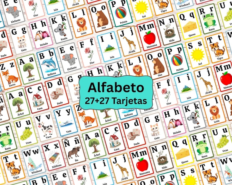Tarjetas Del Alfabeto - Spanish Flashcards - Alphabet Flashcards ...