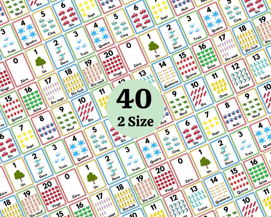 Cartes De Chiffres - French Flashcards - Numbers Flashcards - Preschool ...