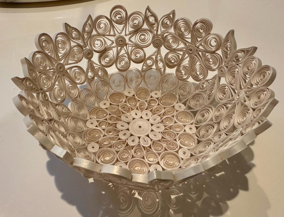 Handcrafted Quilled Paper Floral Bowl, Keepsake Gift for Jewelry, Candy ...