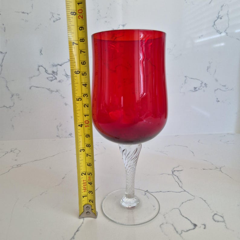 VINTAGE Ruby Red Wine Glasses | Set of 2 Mid Century Stemware ...