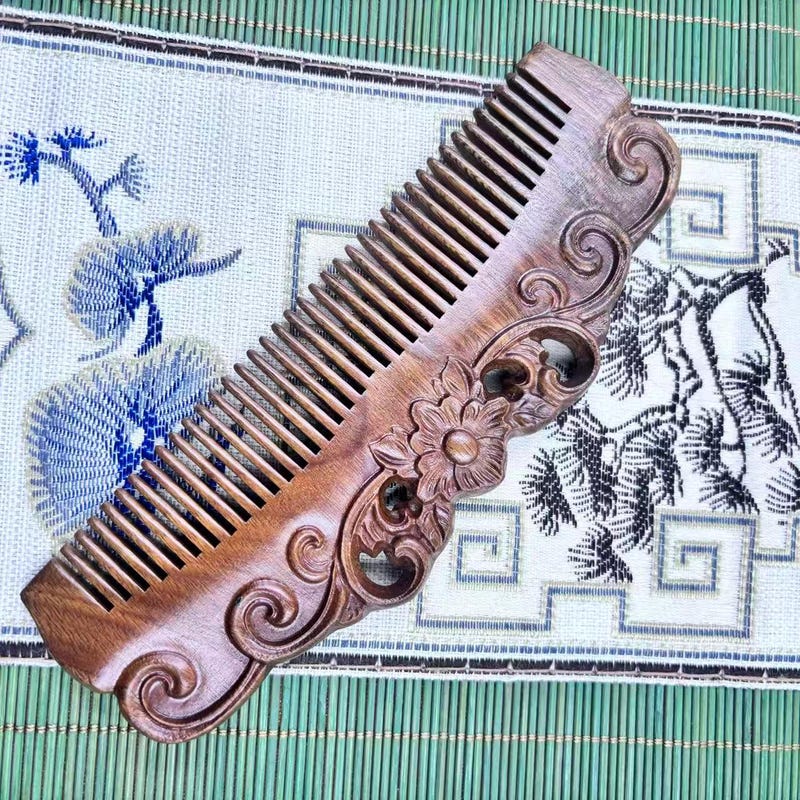 Floral Wooden Hair Comb - Etsy UK