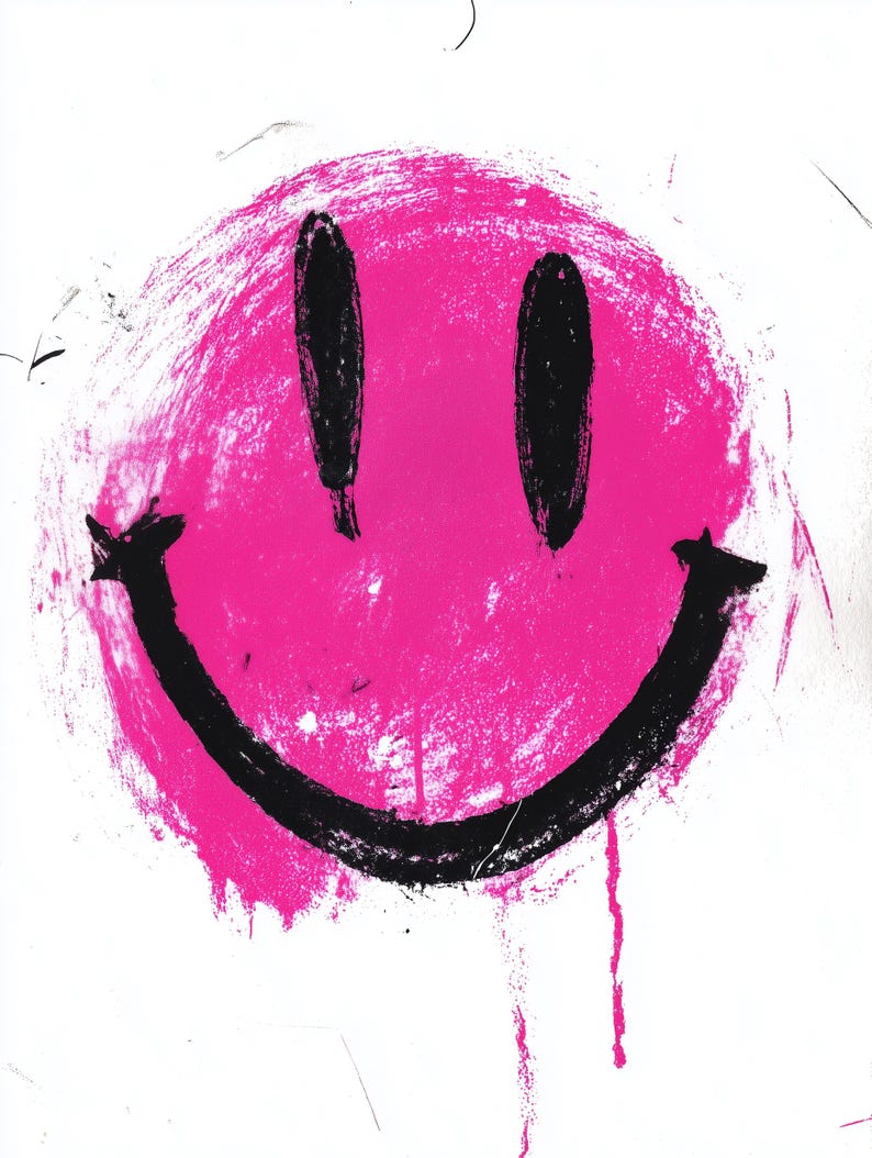 Acid Smile - Abstract Smiley Face Wall Art, Modern Pop Art Digital ...