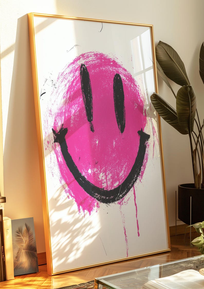 Acid Smile - Abstract Smiley Face Wall Art, Modern Pop Art Digital ...