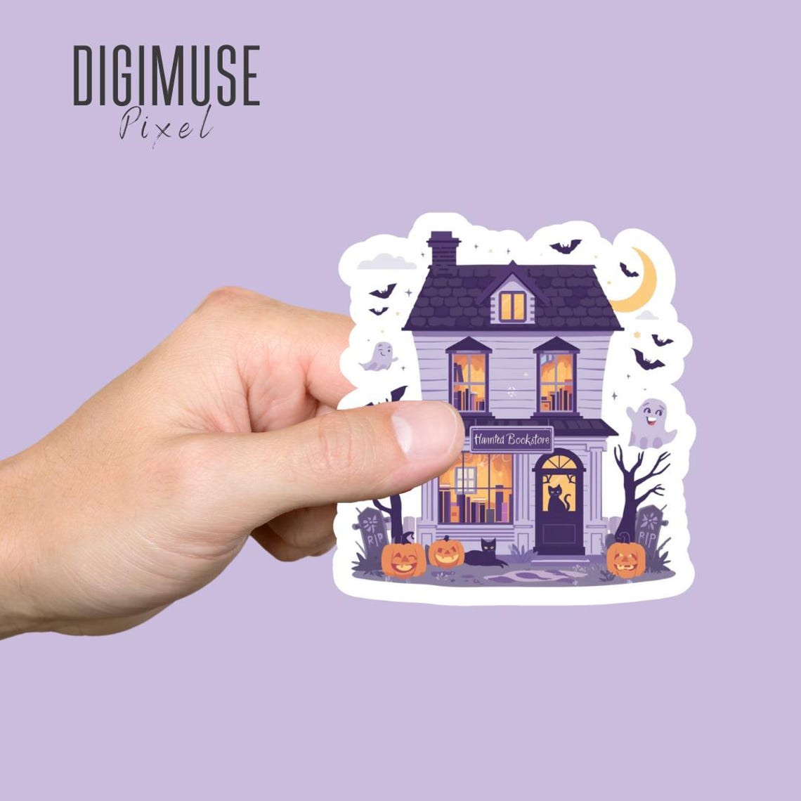 Haunted Bookstore PNG | Spooky Halloween House Clipart | Ghosts Black ...