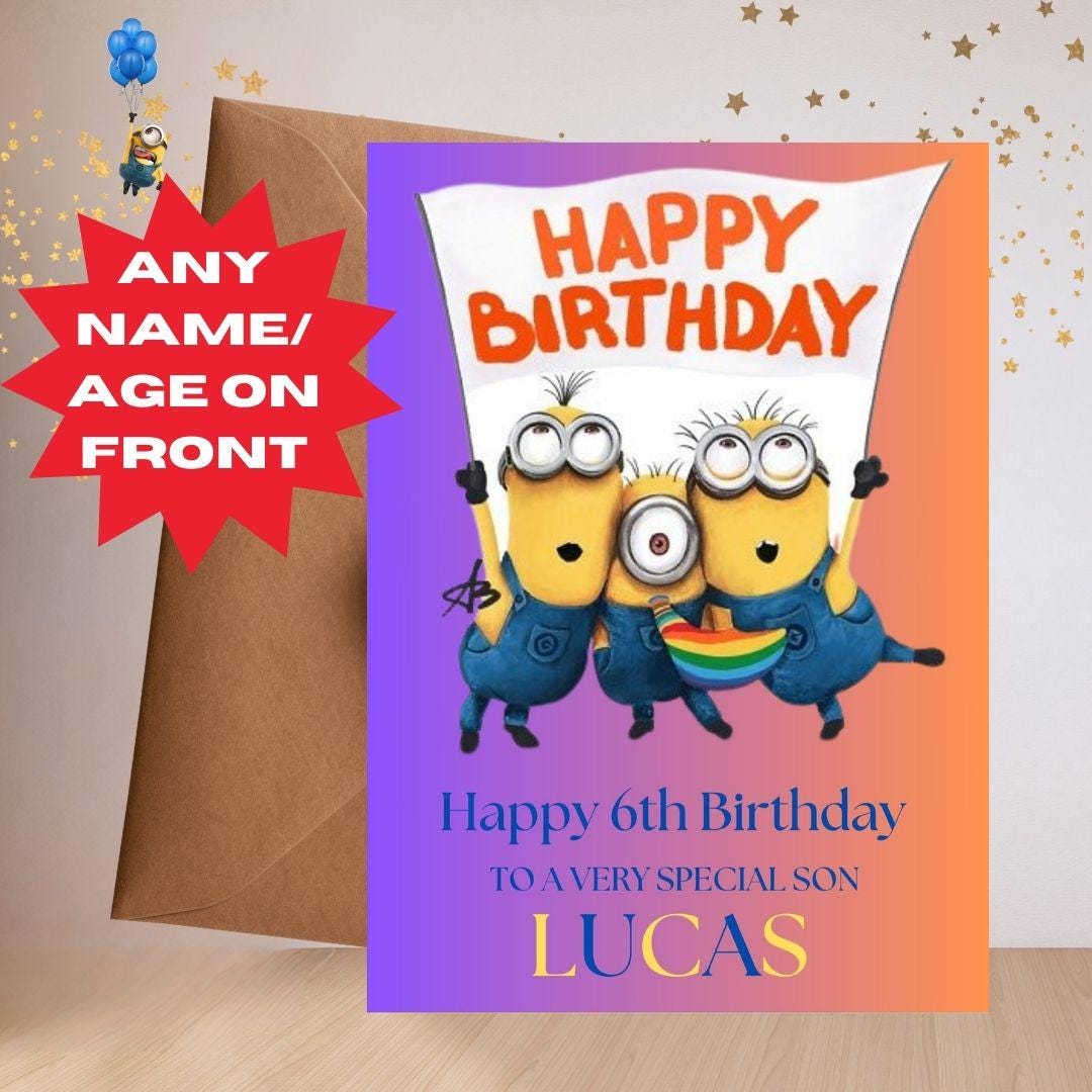 Minions Personalised Birthday Card: Perfect for Kids & Adults Who Love ...