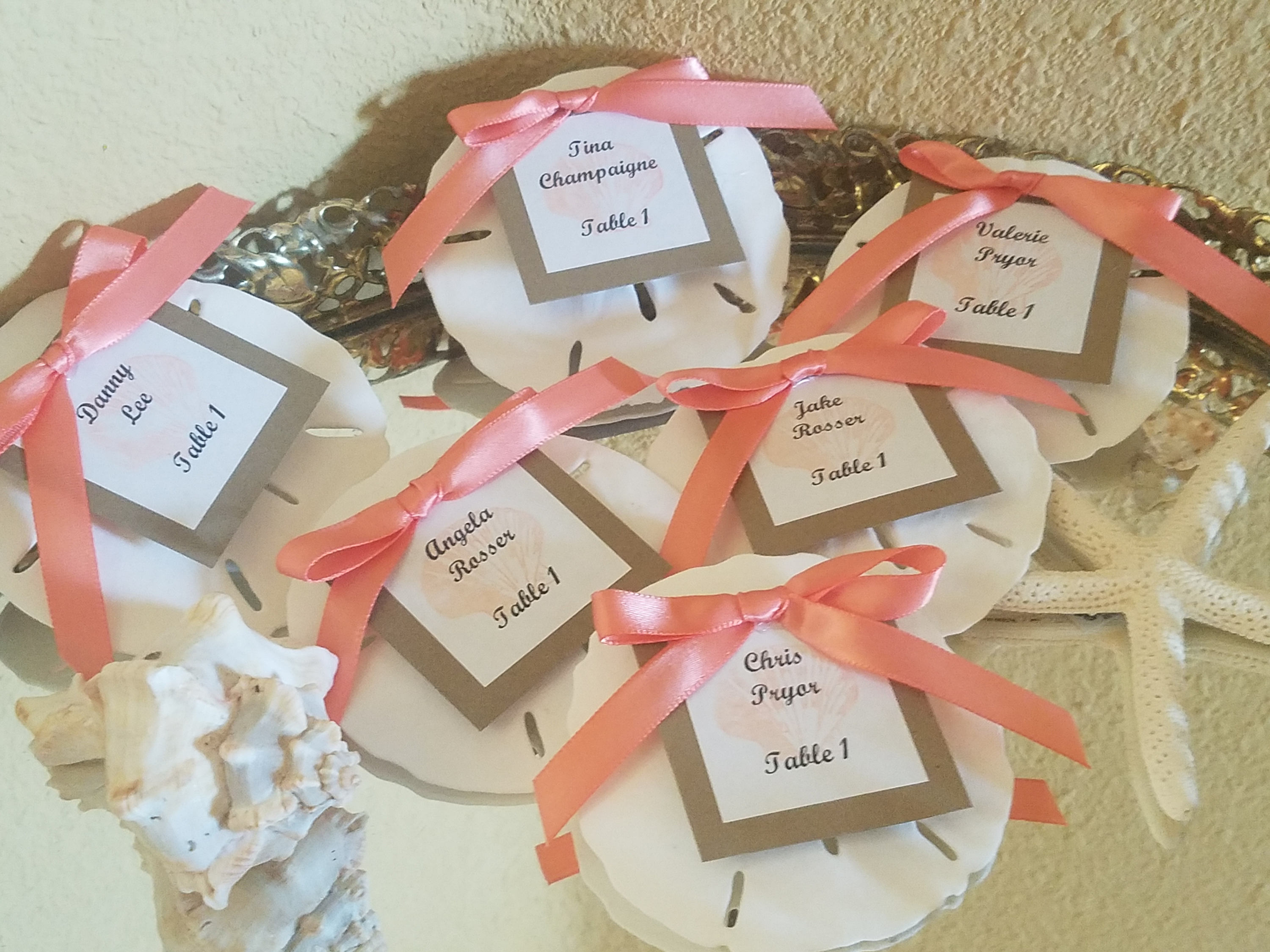 Beach Wedding Sand Dollar Table Meal Assignments Escort Place - Etsy