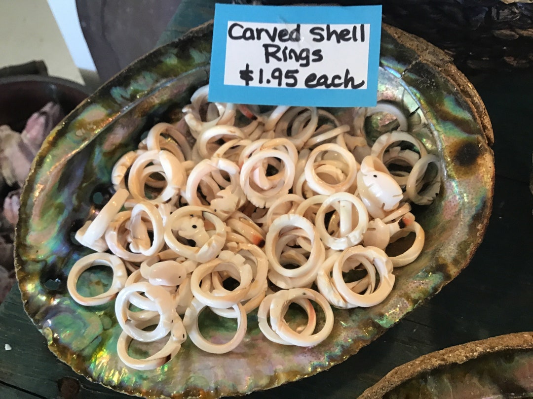 Carved Shell Rings - Etsy
