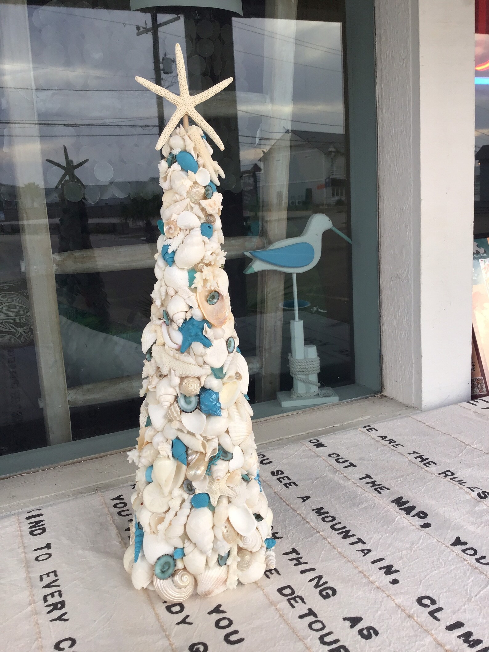 White Aqua Accent Seashell Tree Real Knobby Starfish Top - Etsy
