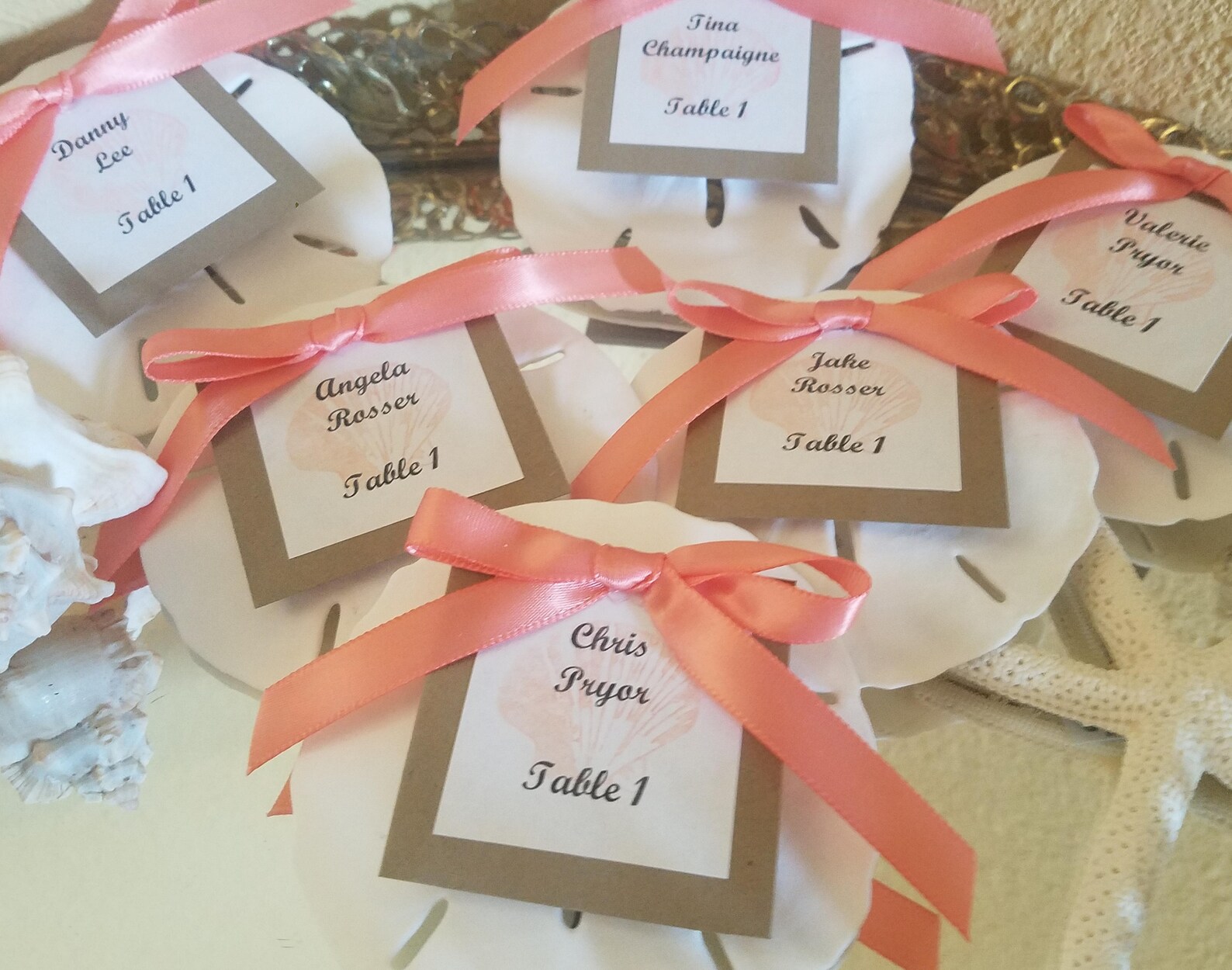 Beach Wedding Sand Dollar Table Meal Assignments Escort Place - Etsy