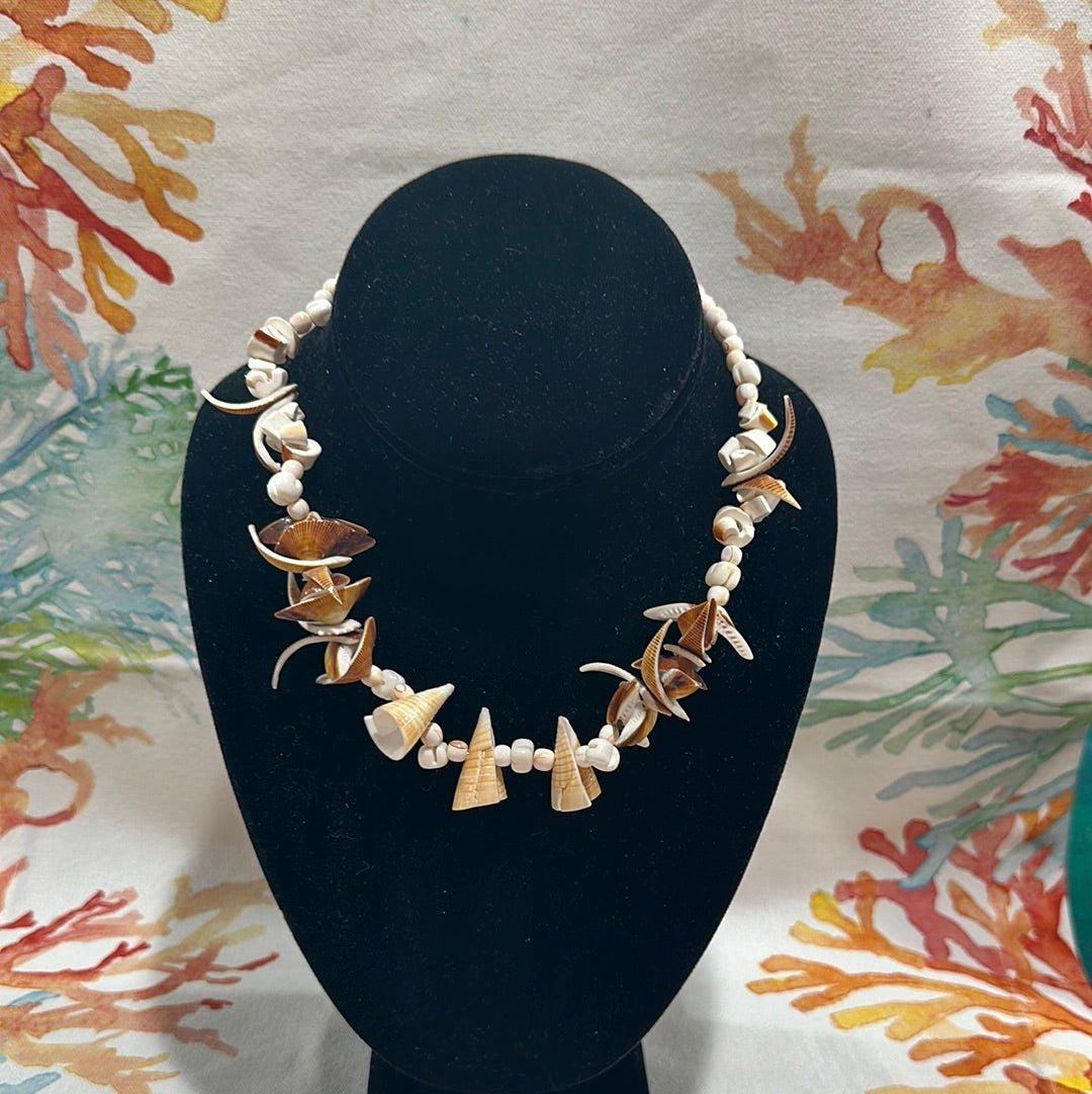 Vintage Carved Shell Necklace - Handmade Coastal Jewelry With Natural ...