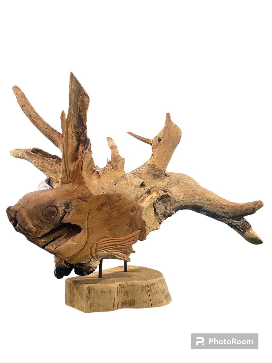 Big Wooden Fish Sculpture Teak Root - Etsy