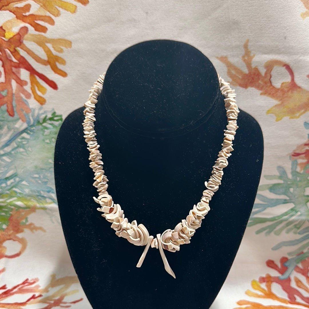 Vintage Natural White Carved Shell Necklace - Handmade Coastal Jewelry ...