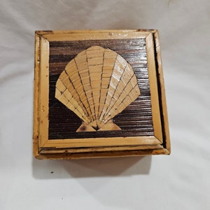 Vintage Bamboo Nesting Boxes With Shell Design - Etsy