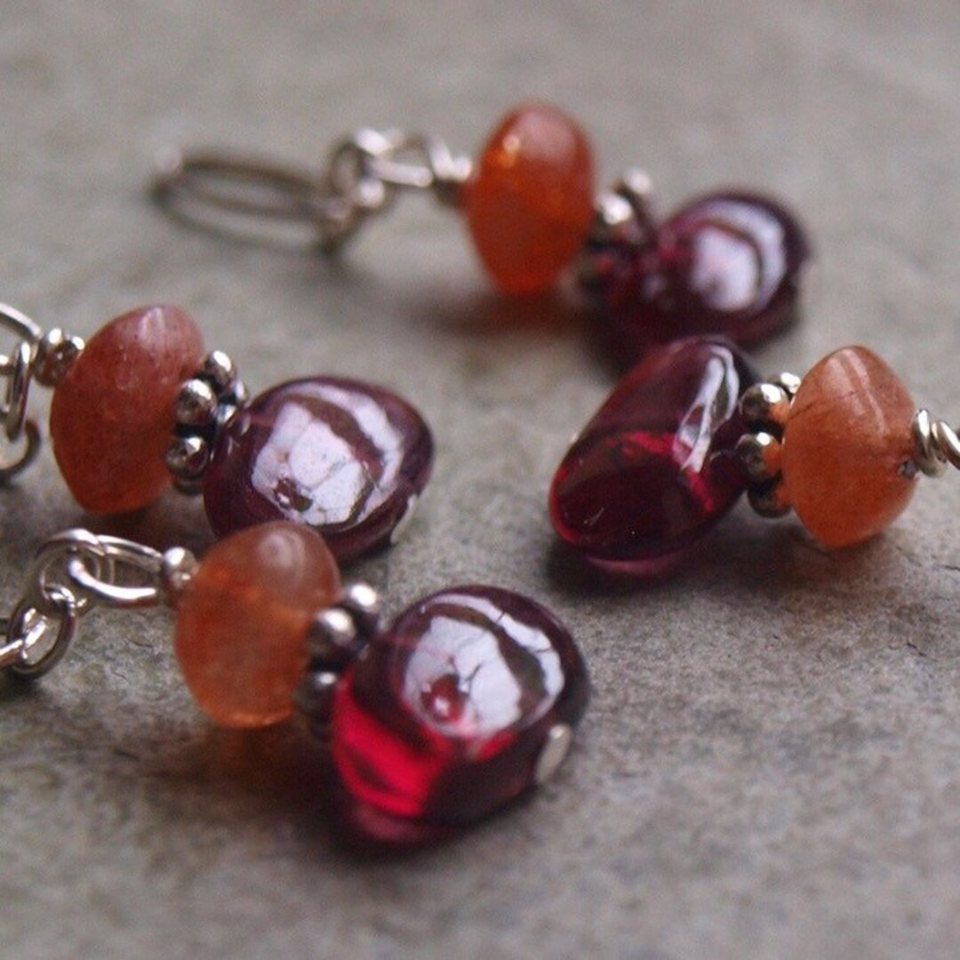 Rhodolite Garnet and Sunstone Charm Pendant #62 - Etsy