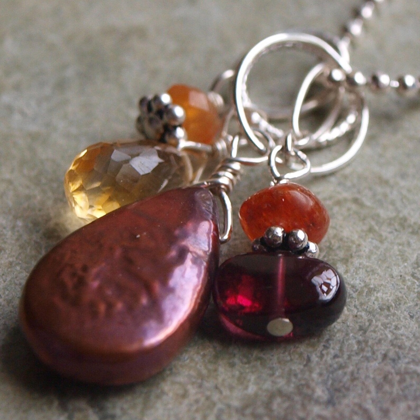 Rhodolite Garnet and Sunstone Charm Pendant #62 - Etsy