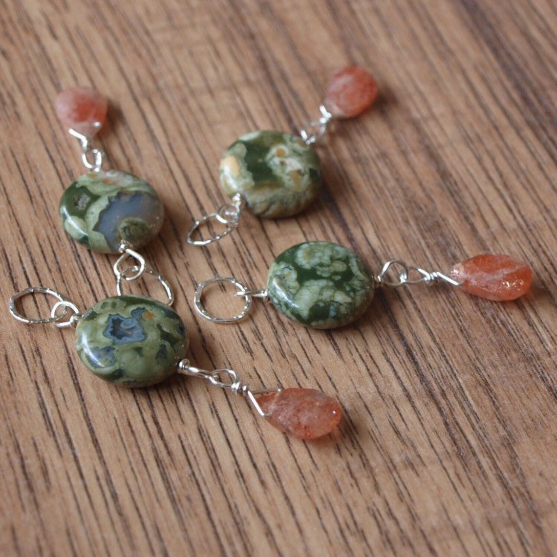 Jasper and Sunstone Double Drop Charm 129 - Etsy