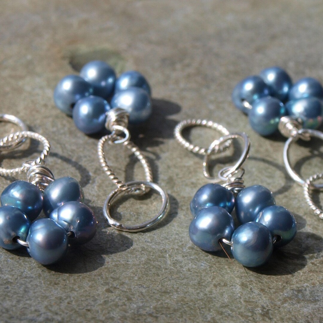 Blue Pearl Flower Charm Pendant #148 - Etsy