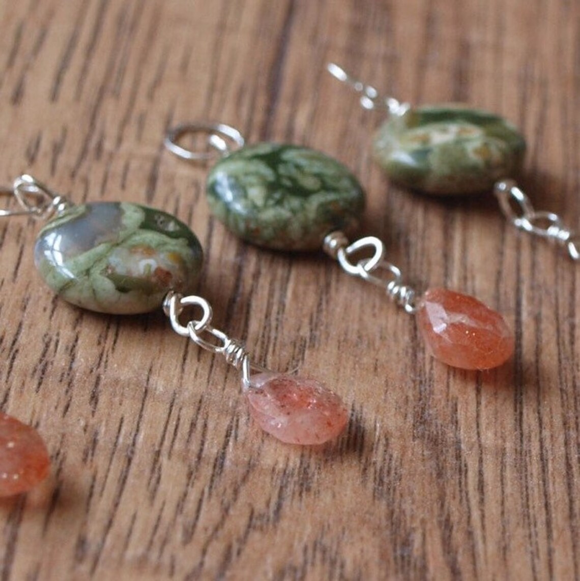 Jasper and Sunstone Double Drop Charm 129 - Etsy
