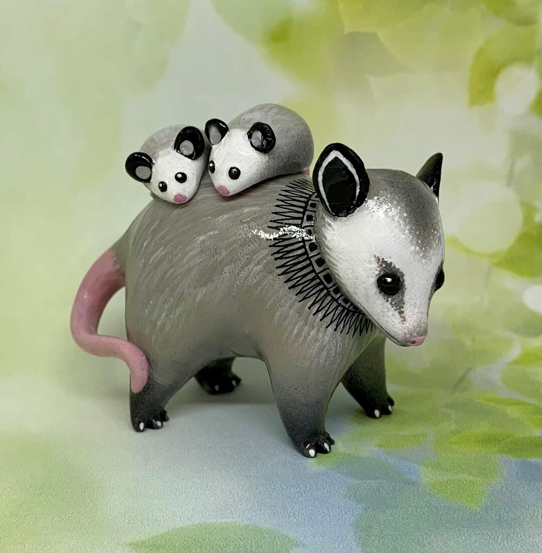 Opossum With Babies Polymer Clay Animal Figurine - Etsy Australia