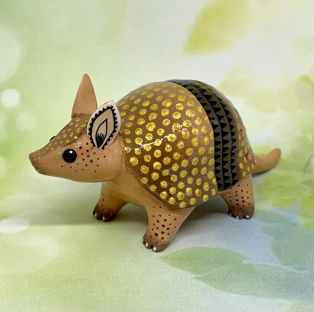 Beautiful Golden Armadillo Polymer Clay Handmade Figurine - Etsy