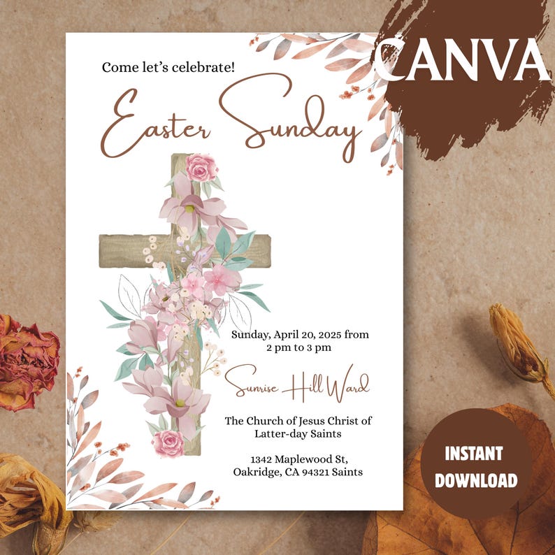 Editable Sunday Church Program | Nice Pink White Floral Canva Free ...