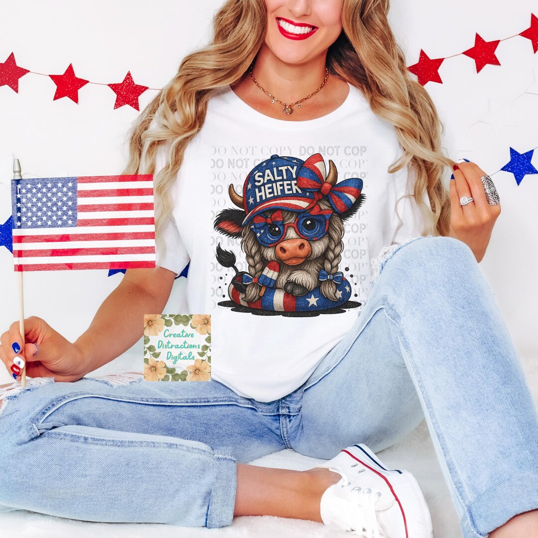 Salty Hiefer Patriotic Cow, July 4th, Cow, Patriotic, PNG, Sublimation ...