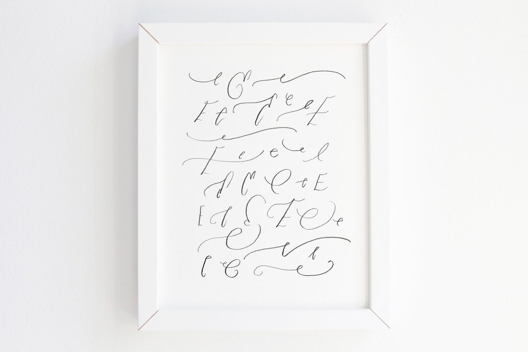 Calligraphy Letter Study Art Print, Alphabet, E - Etsy