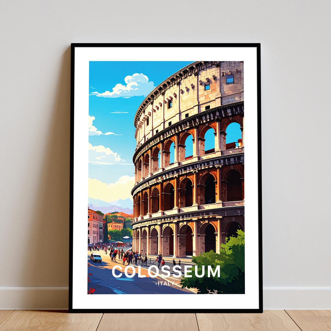 Colosseum Italy Travel Poster Printable, Rome Wall Art Digital Download ...